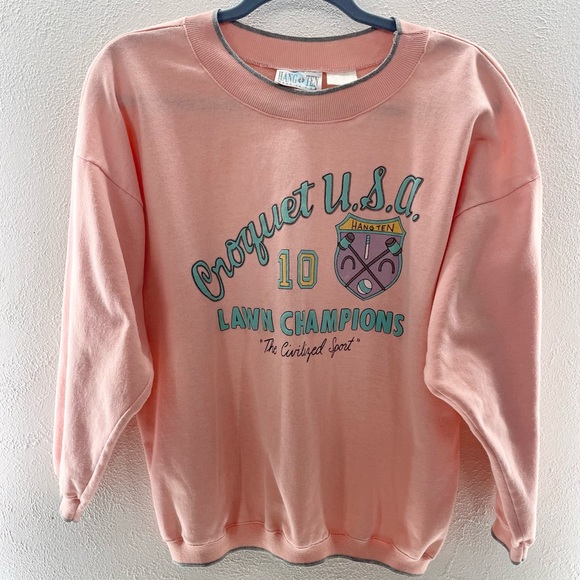 Hang Ten | Tops | Vintage Hang Ten Pink Croquet Champion Oversized ...
